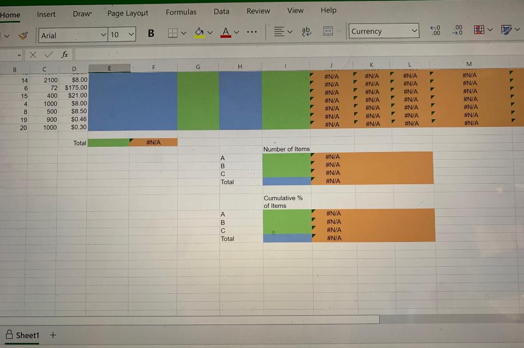 Excel Online Activity: ABC The data for 20 | Chegg.com
