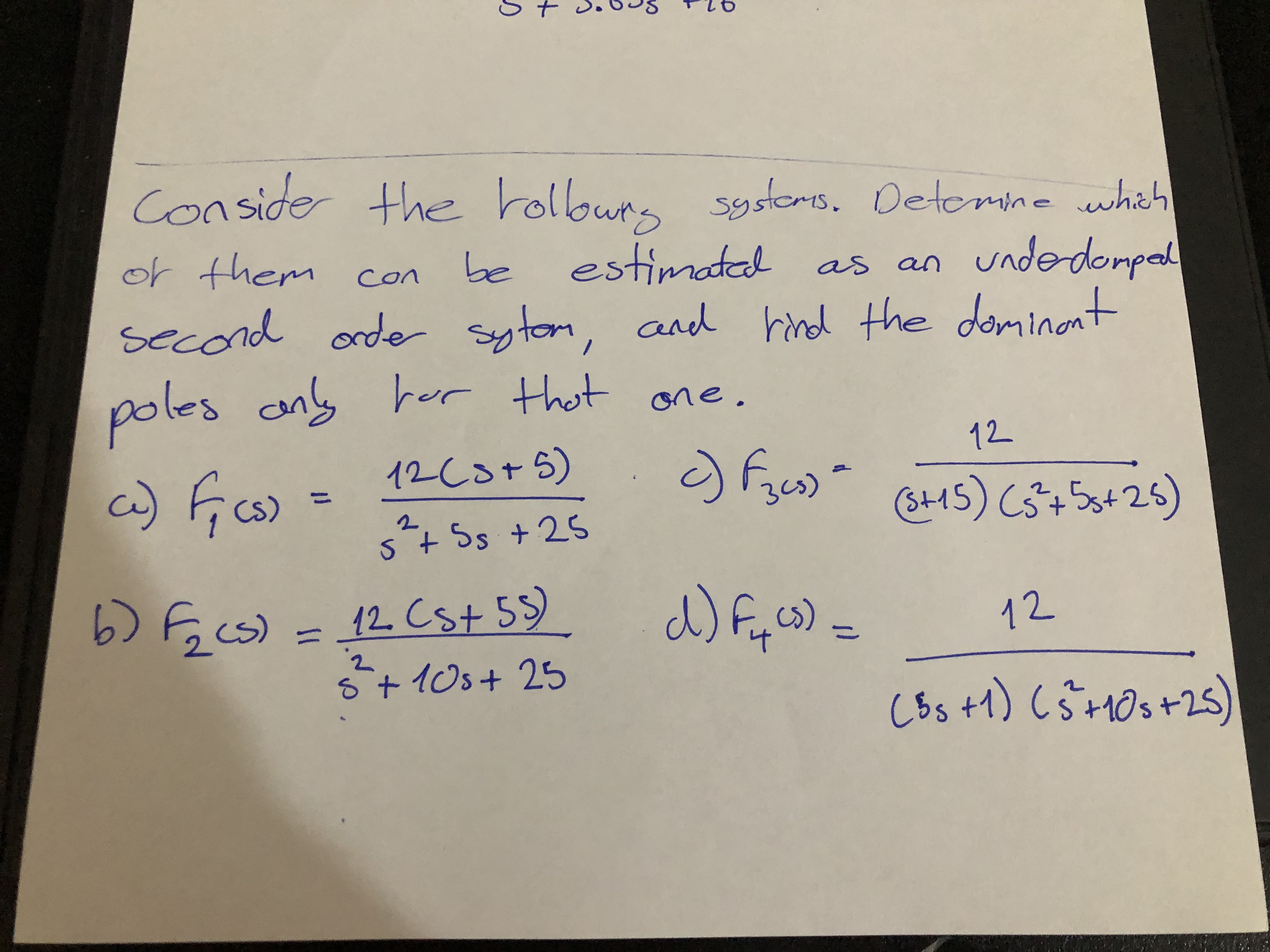 Solved Consider the following systems. Determine which of | Chegg.com