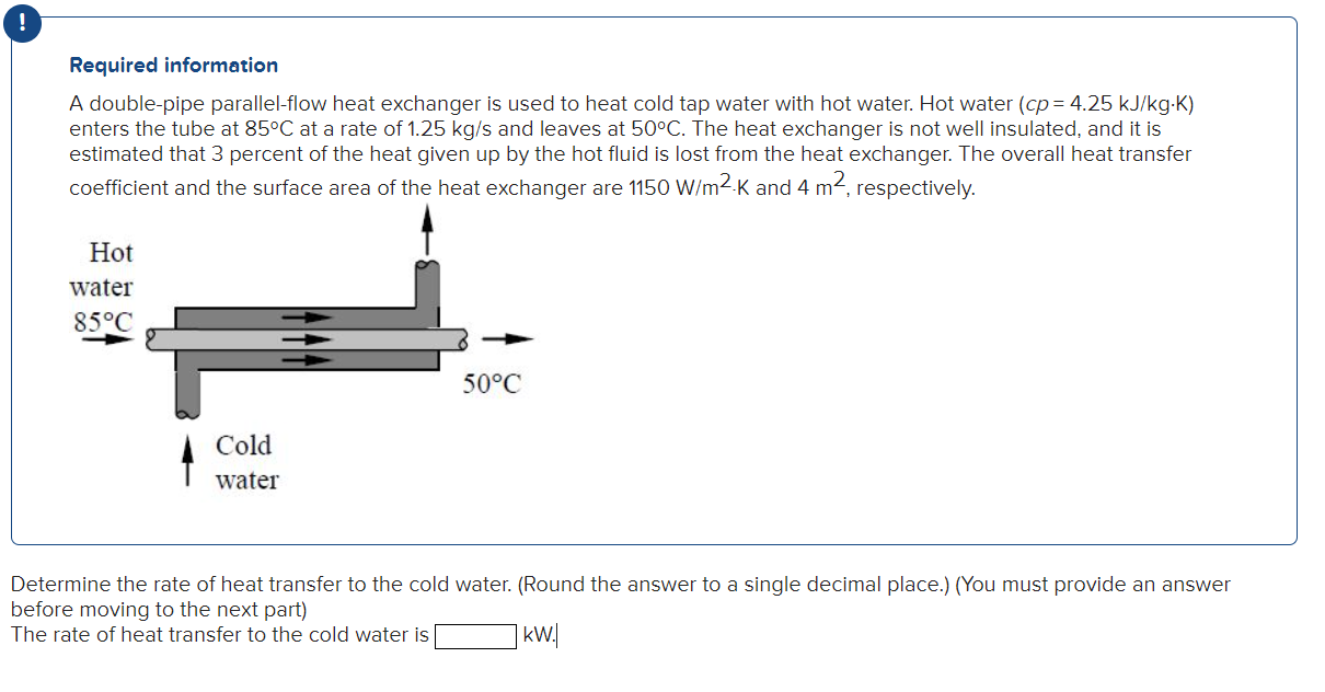 Solved !Required informationA double-pipe parallel-flow heat | Chegg.com