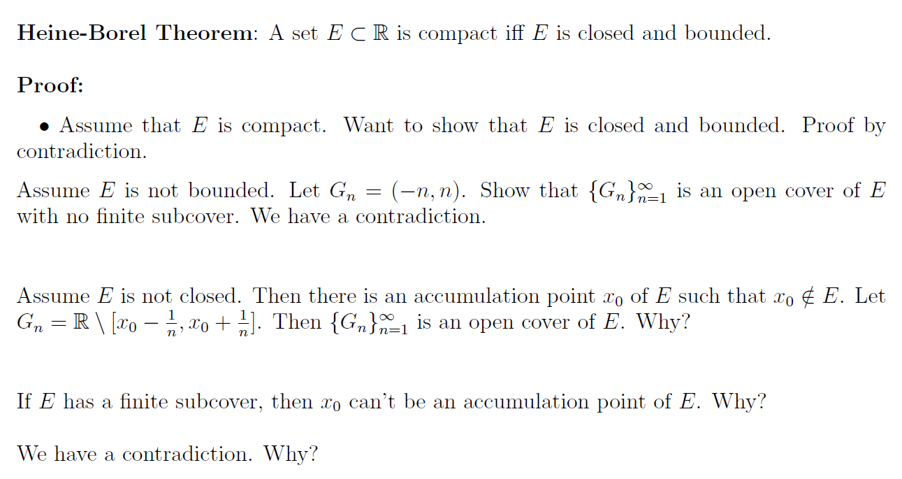 Solved Heine-Borel Theorem: A set ECR is compact iff E is | Chegg.com