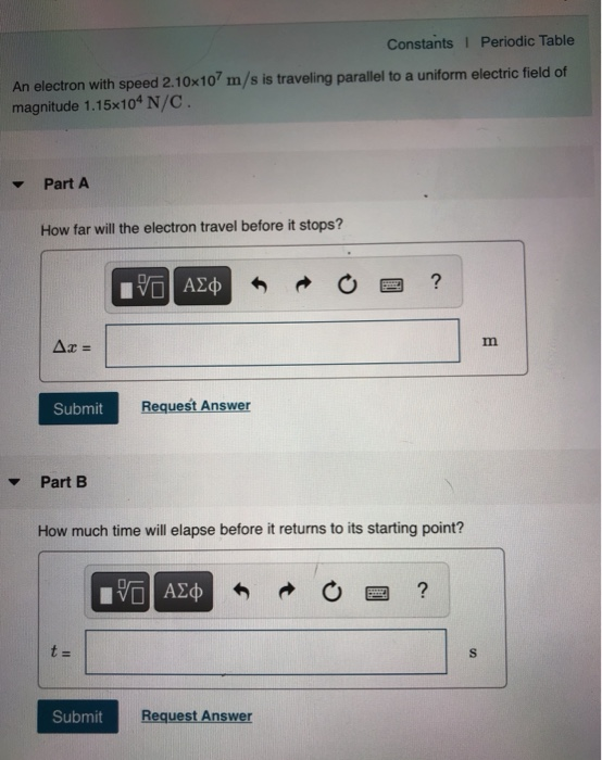 Solved Constants 1 Periodic Table An electron with speed | Chegg.com