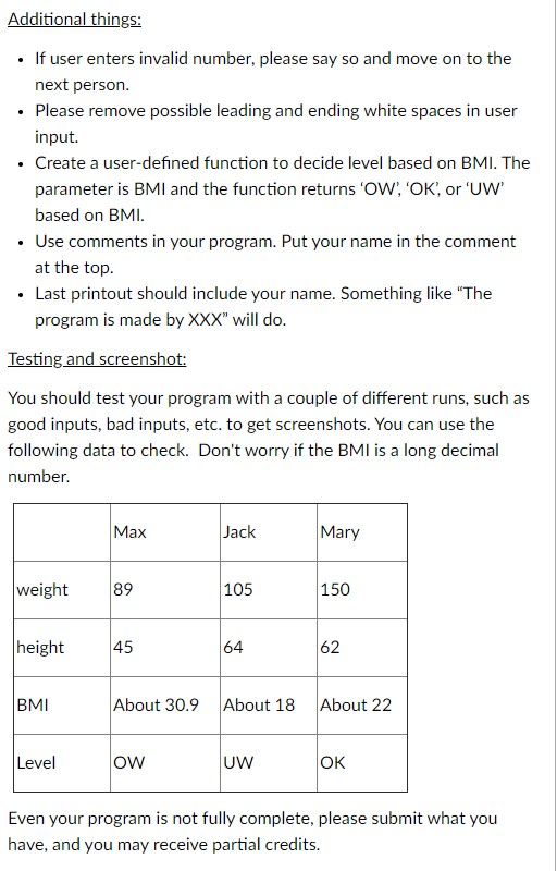 Solved The BMI (Body Mass Index) is often used to determine | Chegg.com