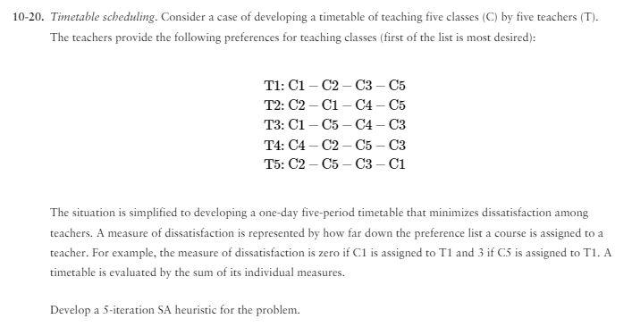 Solved Timetable scheduling. Consider a case of developing a | Chegg.com