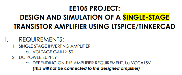 Solved EE105 PROJECT: DESIGN AND SIMULATION OF A | Chegg.com