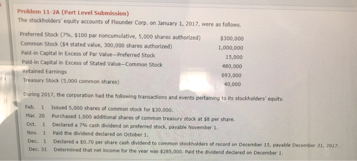 Solved Problem 11-2A (Part Level Submission) The | Chegg.com