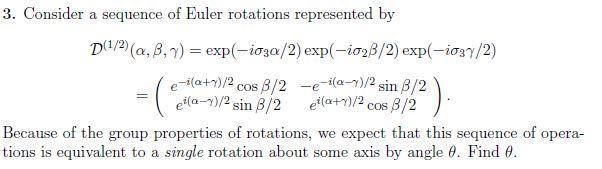 3. Consider a sequence of Euler rotations represented | Chegg.com