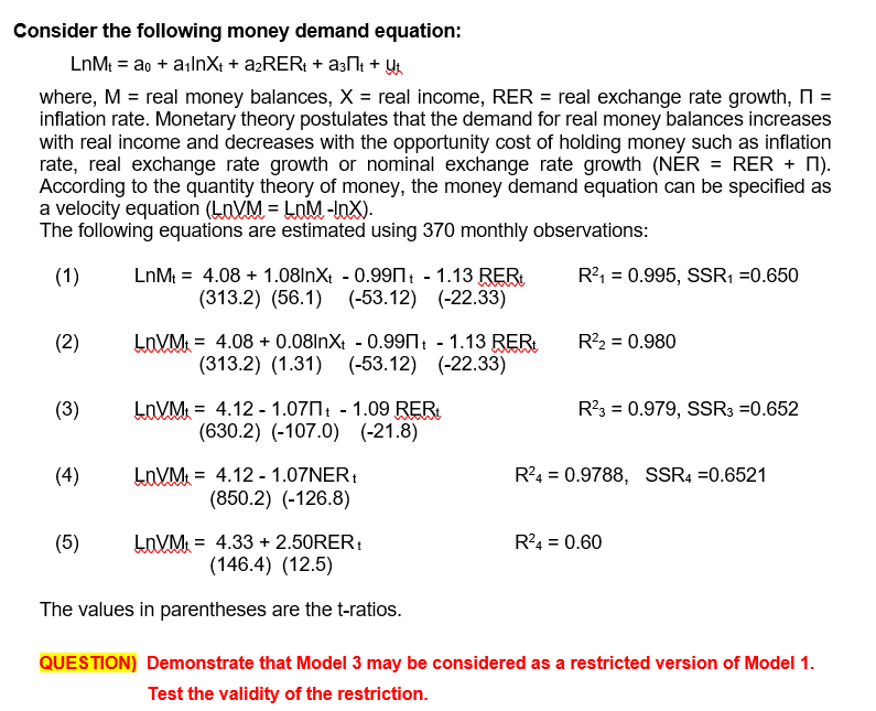 Solved Consider the following money demand equation: | Chegg.com