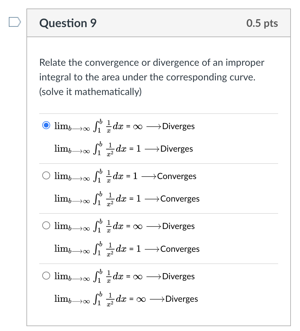 Solved Relate the convergence or divergence of an improper | Chegg.com