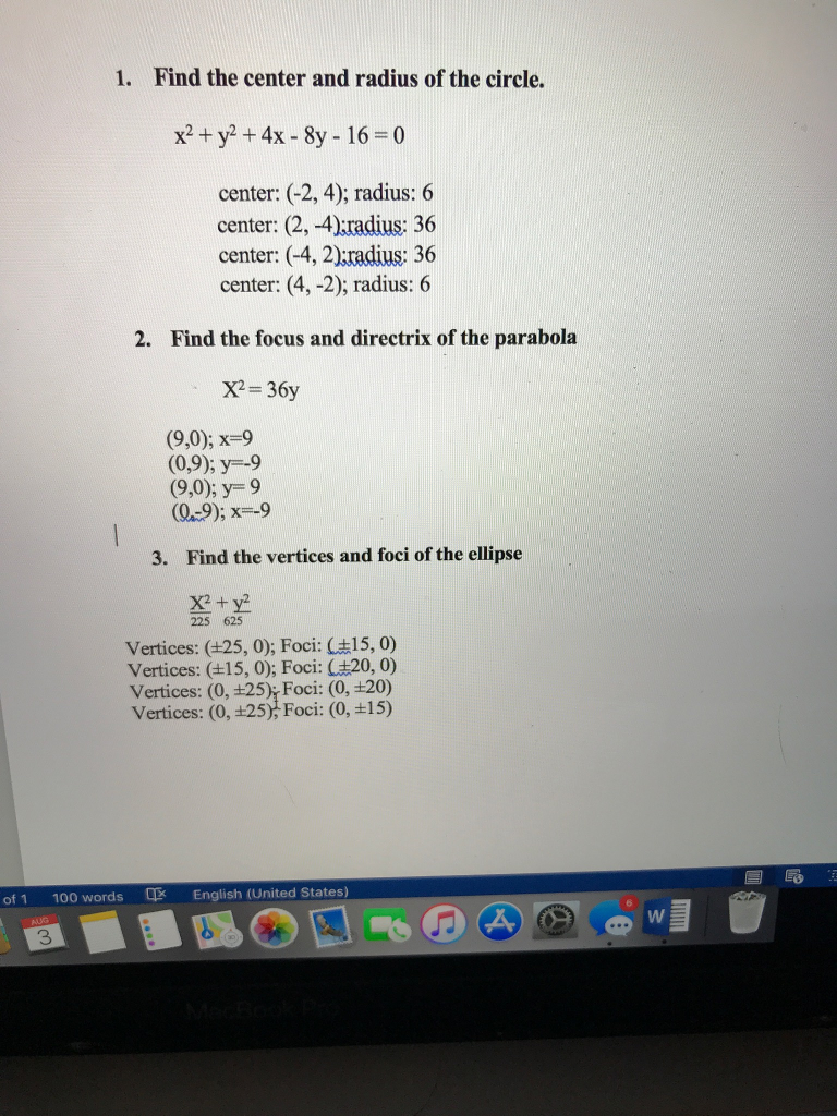 Solved 1. Find the center and radius of the circle. x2 + | Chegg.com