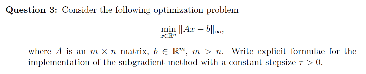 Question 3: Consider the following optimization | Chegg.com