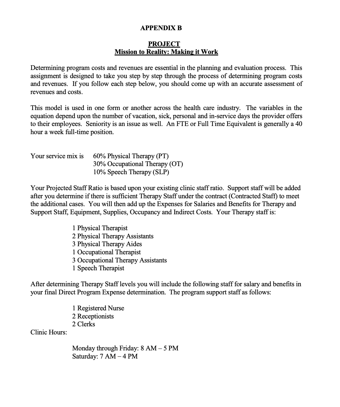 Solved APPENDIX B PROJECT Mission to Reality: Making it Work | Chegg.com