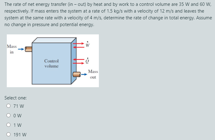 Solved The rate of net energy transfer (in - out) by heat | Chegg.com