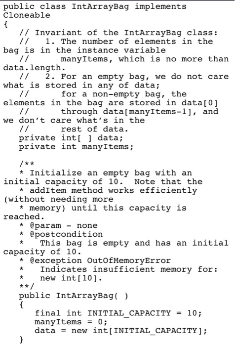 Solved So this is a lab for Java and has to do with bags, if | Chegg.com