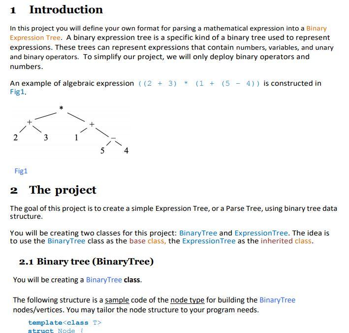 Solved 1 Introduction In this project you will define your | Chegg.com