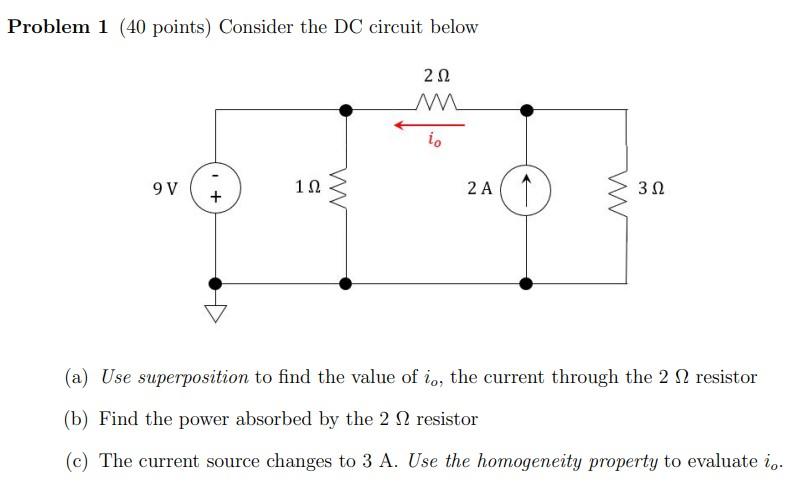 Solved Problem 1 (40 points) Consider the DC circuit below | Chegg.com