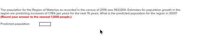 Solved The population for the Region of Waterloo as recorded | Chegg.com