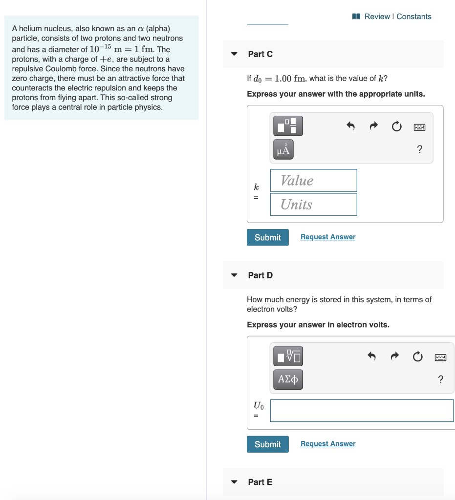 Solved Review | Constants Part A A helium nucleus, also | Chegg.com