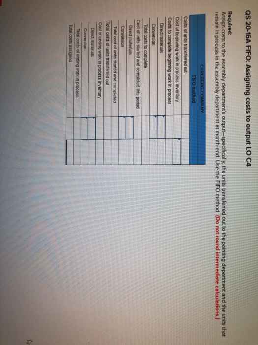 Solved Use the following information for the Quick Study | Chegg.com
