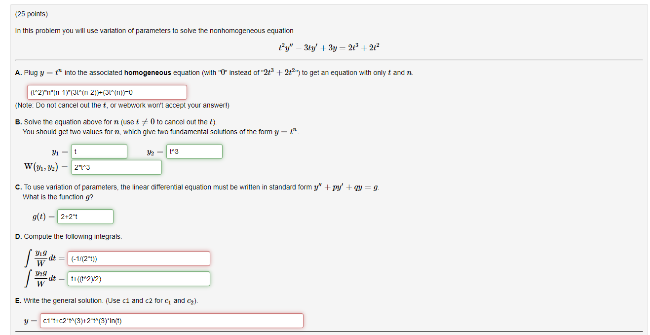 Solved In This Problem You Will Use Variation Of Parameters 