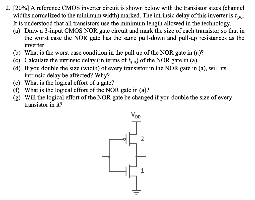 Solved 2. [20%] A reference CMOS inverter circuit is shown | Chegg.com