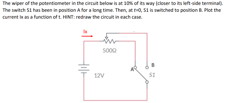 Solved The wiper of the potentiometer in the circuit below | Chegg.com