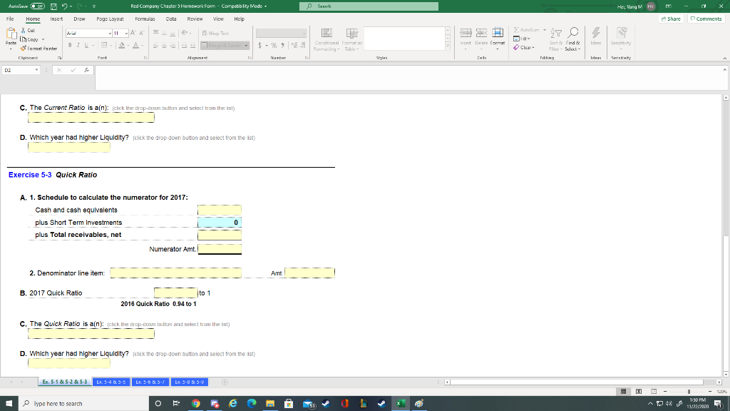 Aurine De Red Company Chapter 5 Homework Form - | Chegg.com