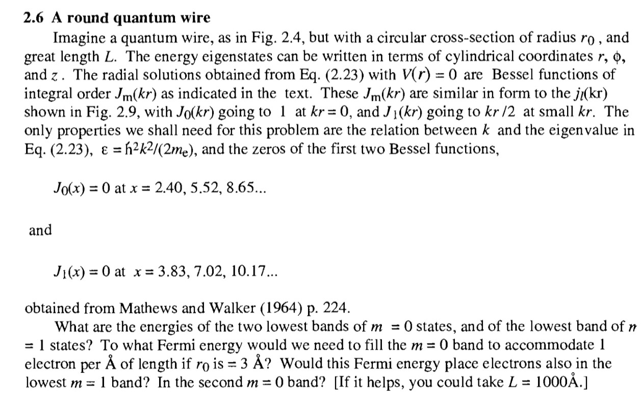 Solved 2.6 A round quantum wire Imagine a quantum wire, as | Chegg.com