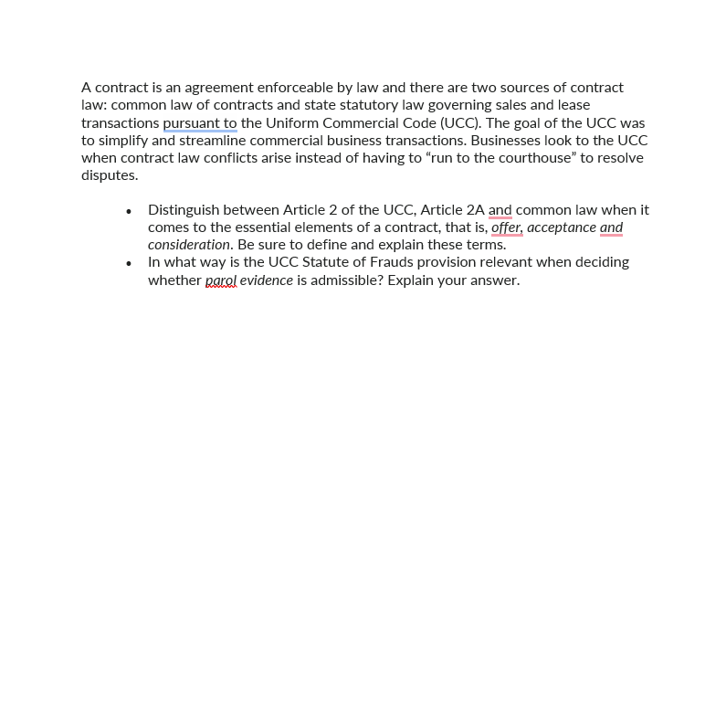 Solved A contract is an agreement enforceable by law and | Chegg.com