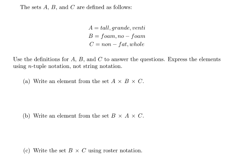 Solved The sets A,B, and C are defined as follows: A= tall , | Chegg.com