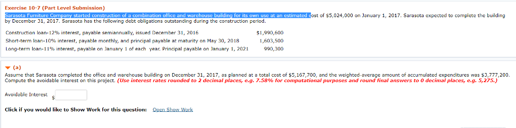 Solved Exercise 10-7 (Part Level Submission) Company started | Chegg.com