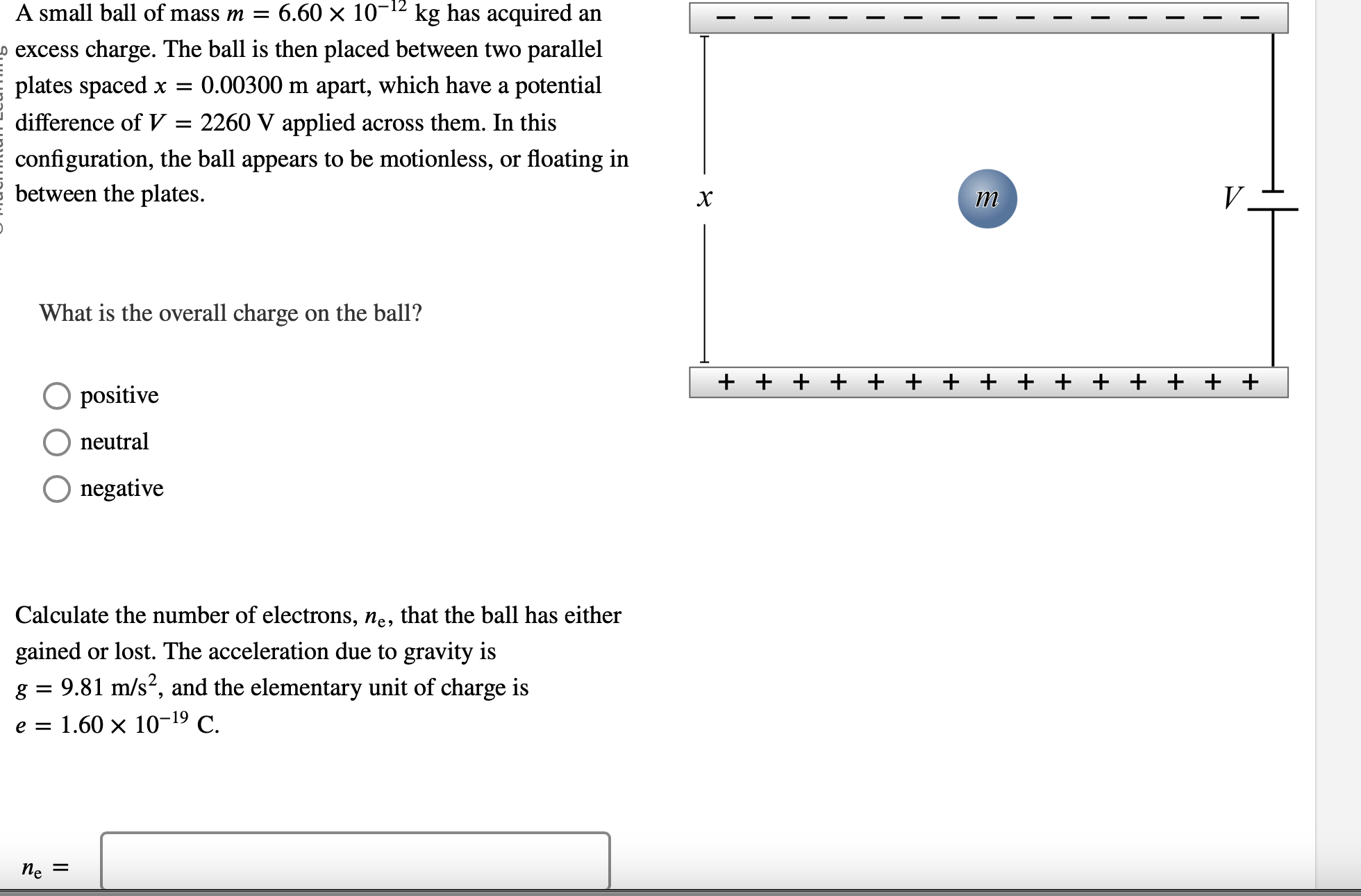 Solved A small ball of mass m=6.60×10-12kg ﻿has acquired | Chegg.com