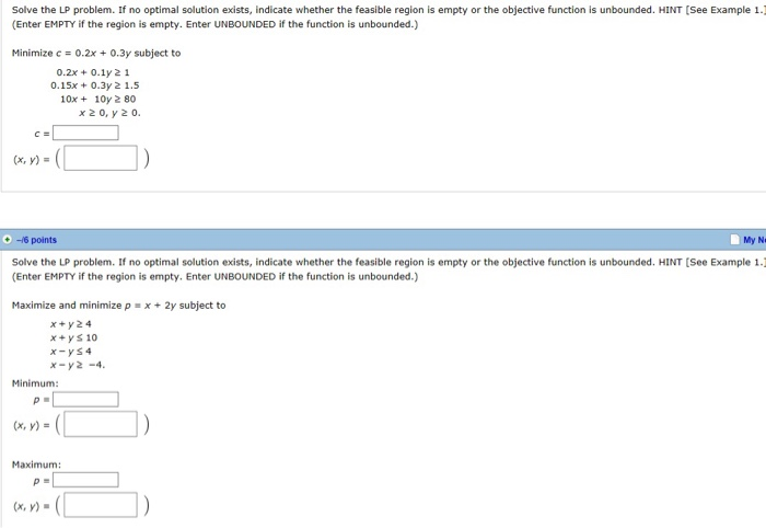 Solved Solve the LP problem. If no optimal solution exists, | Chegg.com