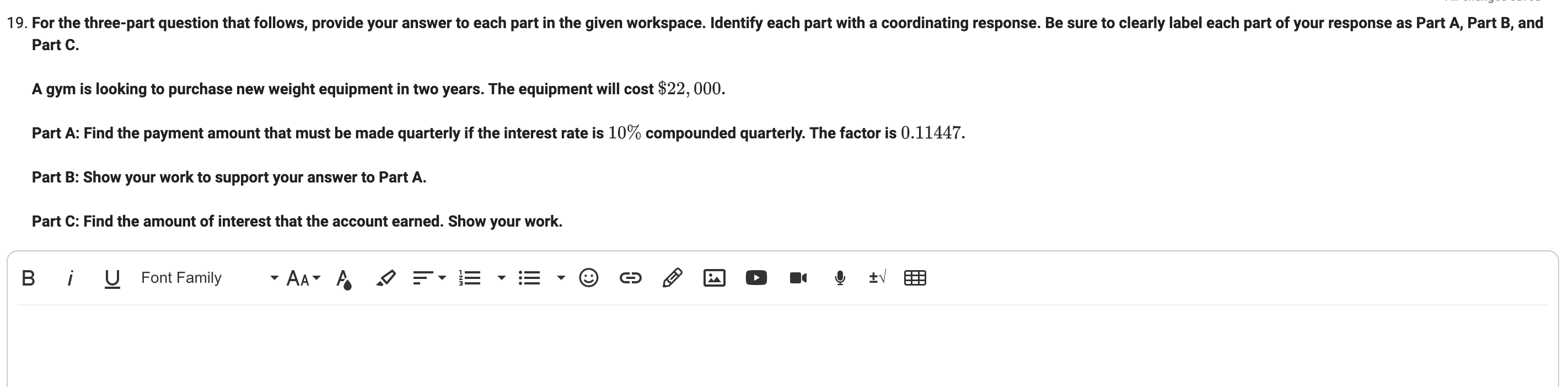 Solved 19. For the three-part question that follows, provide | Chegg.com