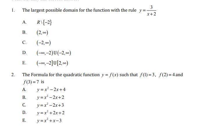 Solved 1. The largest possible domain for the function with | Chegg.com