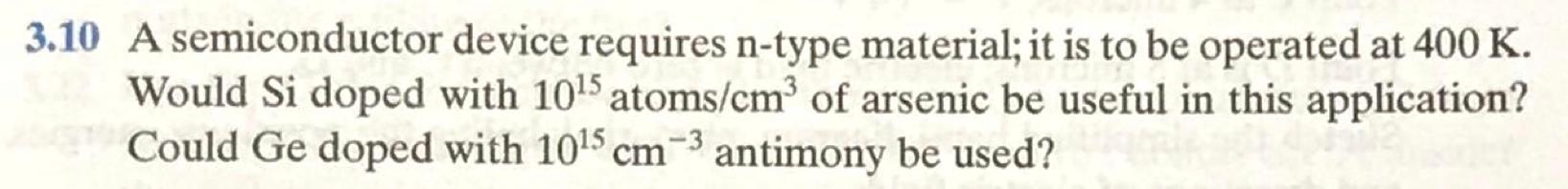Solved 3.10 A semiconductor device requires n-type material; | Chegg.com
