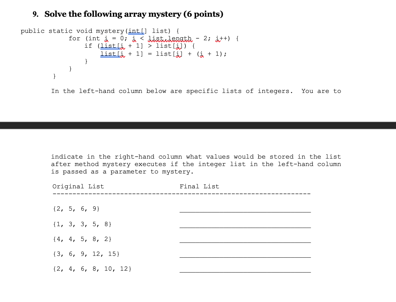 Solved 9. Solve the following array mystery (6 points) | Chegg.com