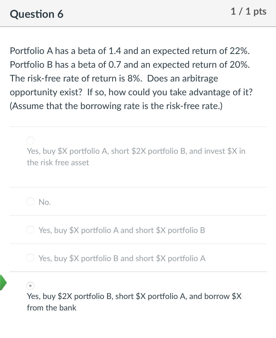 Solved Portfolio A has a beta of 1.4 and an expected return | Chegg.com
