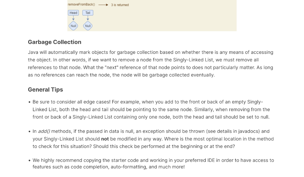Solved Singly-Linked List For this assignment, you will be | Chegg.com