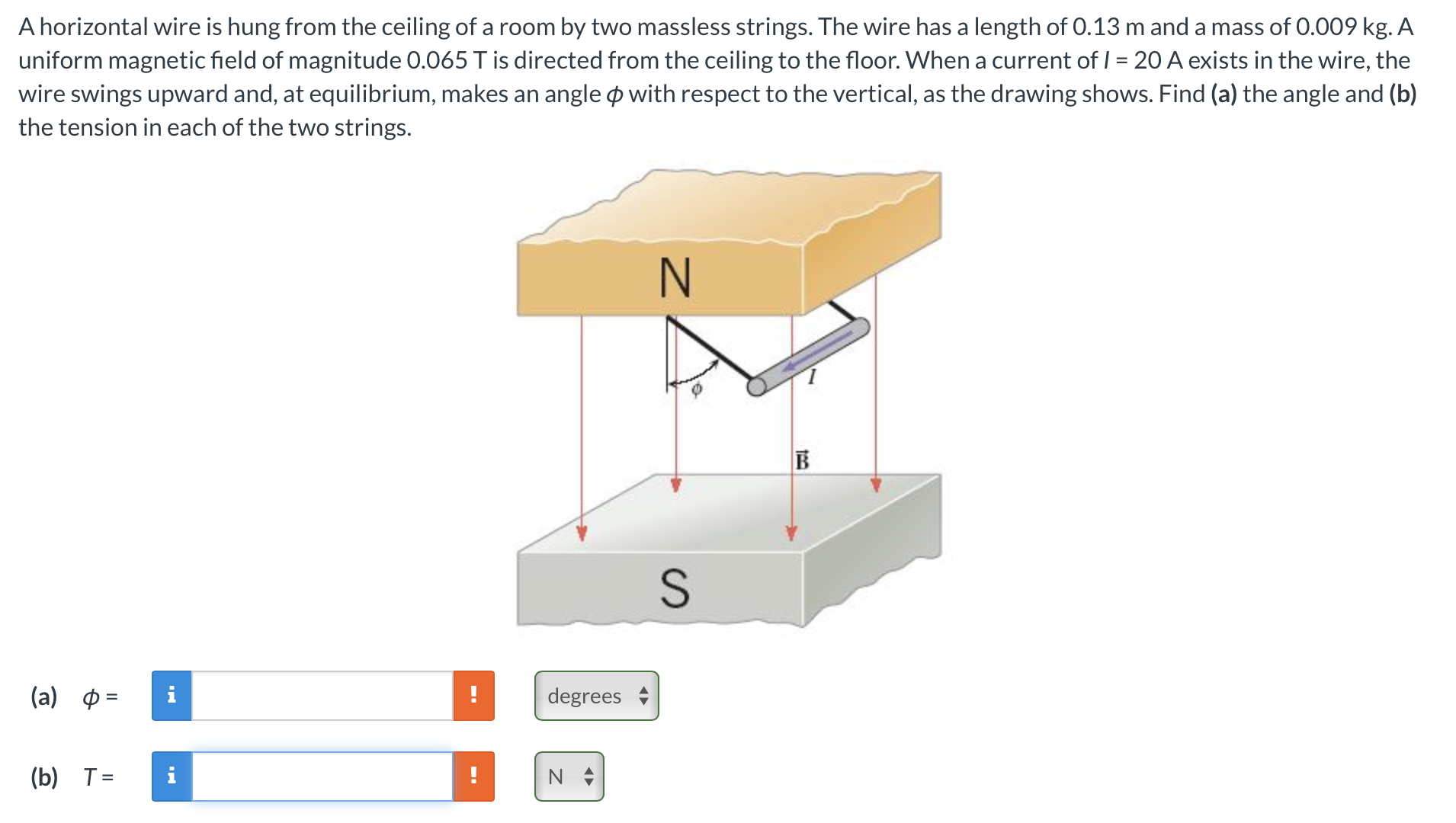 Solved A horizontal wire is hung from the ceiling of a room | Chegg.com