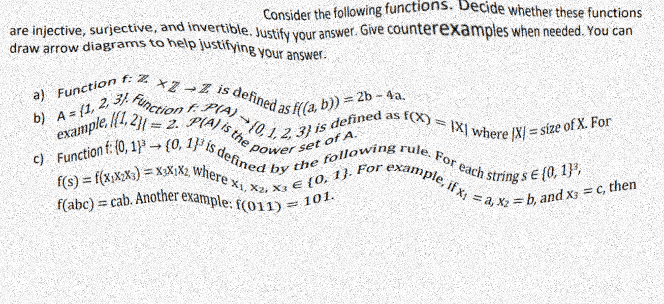 Solved Consider the following functions. Decide whether | Chegg.com