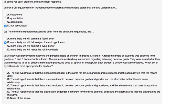 Solved For each problem, select the best response. (a) For | Chegg.com