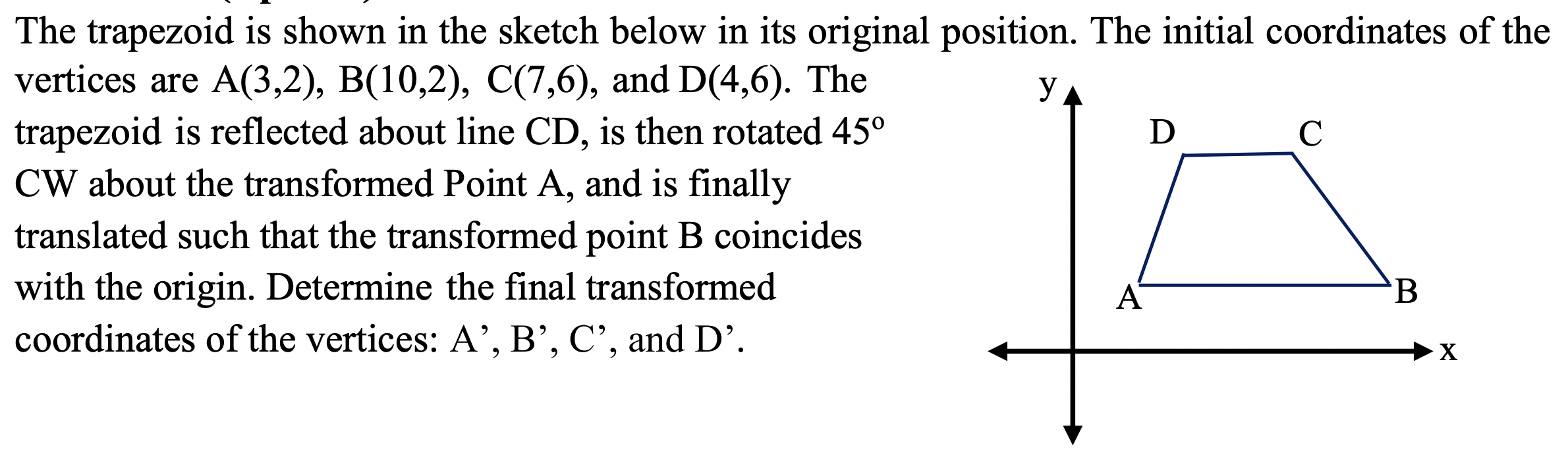 Solved The trapezoid is shown in the sketch below in its | Chegg.com