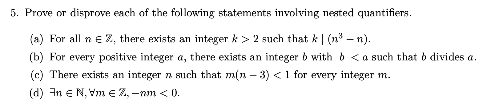 Solved disprove each of the following statements involving | Chegg.com
