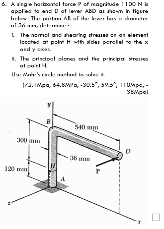 Solved 6. A single horizontal force P of magnitude 1100 N is | Chegg.com