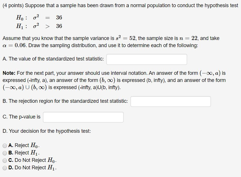 Solved (4 points) Suppose that a sample has been drawn from | Chegg.com
