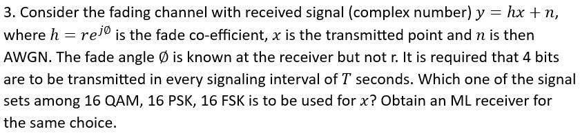 Solved Consider the fading channel with received signal | Chegg.com
