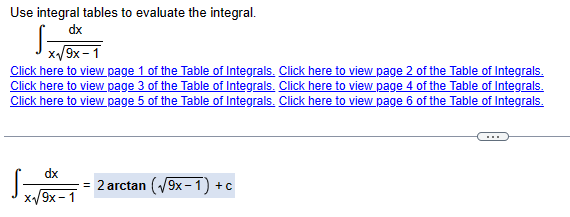Solved Use integral tables to evaluate the integral. | Chegg.com