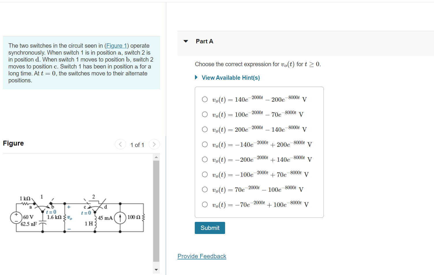 Solved The two switches in the circuit seen in (Figure 1) | Chegg.com