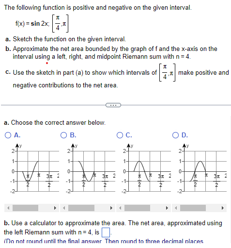 Solved b. Use a calculator to approximate the area. The net | Chegg.com