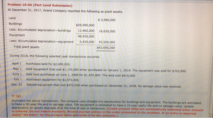 Solved Problem 10-5A (Part Level Submission) At December 31, | Chegg.com